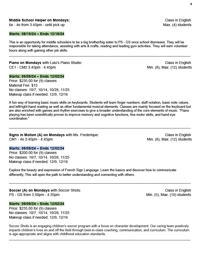 Activity Descriptions - Austin International School